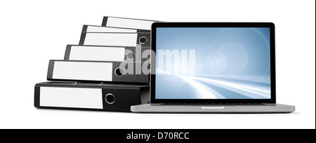 ring binders and laptop- database concept Stock Photo - Alamy