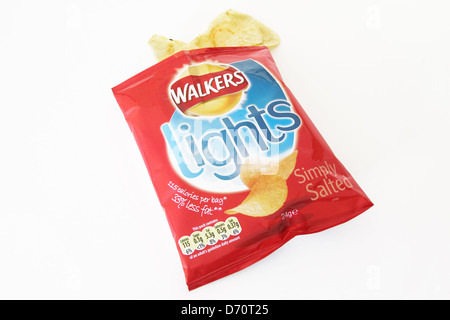 Bag of Walkers Lights Low Fat Ready Salted Crisps on a White Background ...