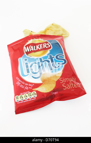 Bag of Walkers Lights Low Fat Ready Salted Crisps on a White Background ...