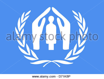 UNHCR / UN Refugee Agency logo symbol icon flag Stock Photo - Alamy