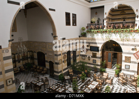 Damascus, Syria. Internal courtyard in a traditional Ottoman palace ...