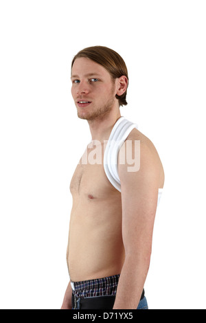 Man with a bandage on his back. Bandage for clavicle fractures, back ...