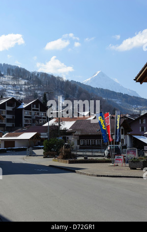 Flags of Interlaken, Switzerland and the Canton of Bern with the ...