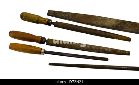 various different steel retro rusty rasp file tool collection isolated ...
