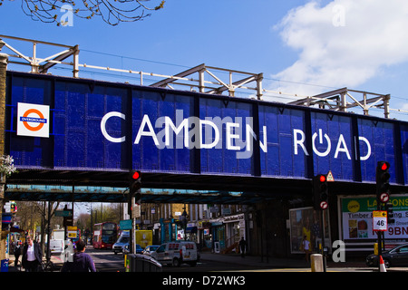 London Overground bridge at Camden Road station in Camden Town London ...