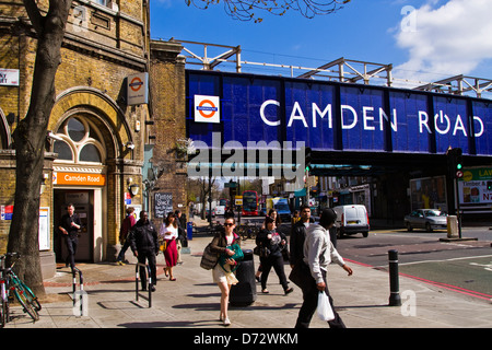 London Overground bridge at Camden Road station in Camden Town London ...