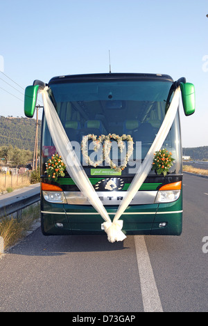 Bus decorated for the wedding of a Greek bus driver Stock Photo - Alamy