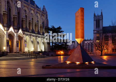 Suzzallo Library, Gerberding Hall and broken obelisk in Red Square at ...