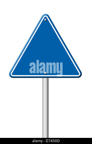blue triangular road sign balnk fort text Stock Photo - Alamy
