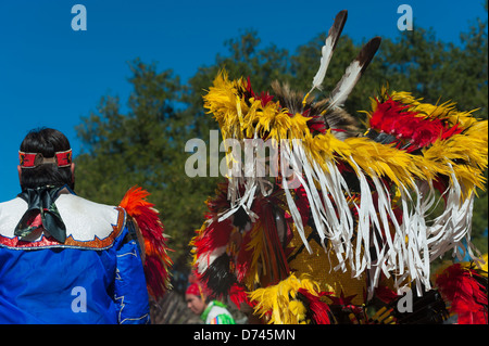Chumash man dressed in traditional regalia, dance at the 2012 Chumash ...