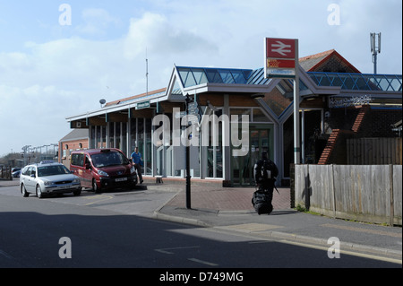 Littlehampton Railway Station, West Sussex, UK on sunny spring ...