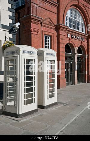 Cream telephone boxes in Beverley Stock Photo - Alamy