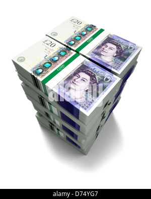 Stack of £20 pound notes on white background Stock Photo - Alamy