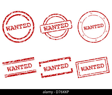Wanted grunge red stamp Stock Photo - Alamy