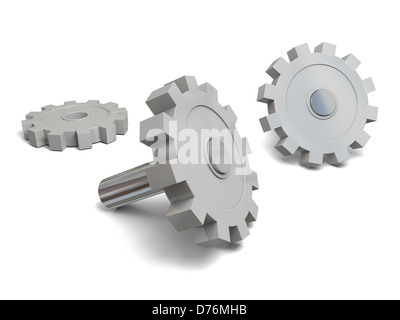 Steel cogs, isolated on white background Stock Photo - Alamy
