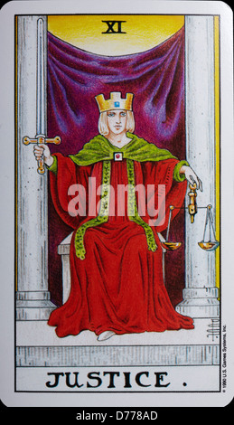 tarot card of Justice Stock Photo - Alamy