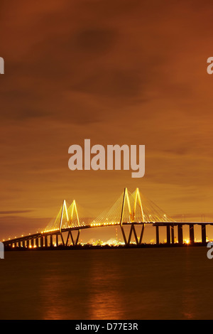 Cable-stayed bridge Fred Hartman Bridge Houston Ship Channel Baytown ...