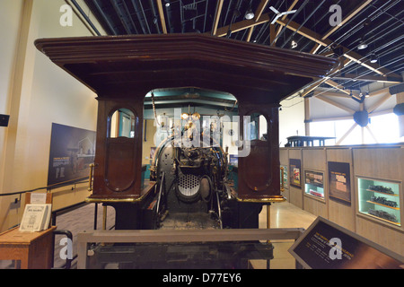 An American wood burning steam locomotive, the last working one left ...
