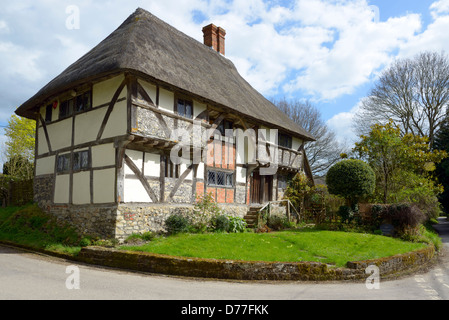 The medieval Yeoman's House in the village of Bignor in the South Downs ...