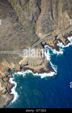 Hawaii, Oahu. Aerial View Of Kalanianaole Highway Near Palea Point ...