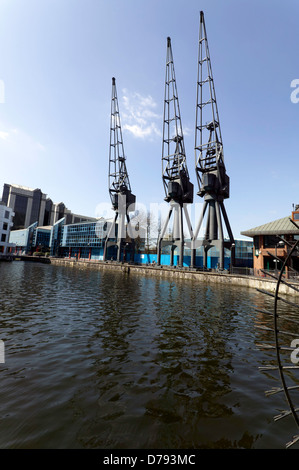 old cranes millwall inner dock canary wharf london docklands england uk ...