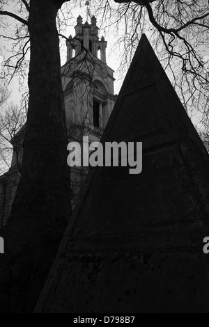 St Anne's Limehouse pyramid; by Nicholas Hawksmoor 1714-27 Stock Photo ...