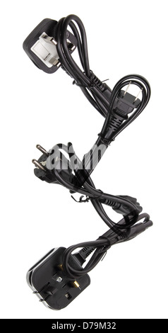 A vertical shot of an electrical wire and plug on an orange surface ...