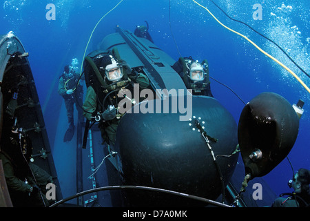 Members SEAL Delivery Vehicle Team Two Works Topside on Training Stock ...