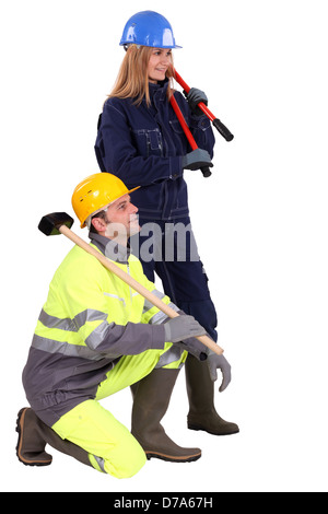 Construction worker with boltcutters Stock Photo - Alamy