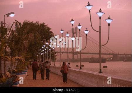 India, West Bengal, Kolkata, Strand Road, old colonial riverside ...
