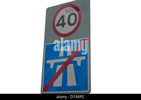 uk road sign end of motorway regulations Stock Photo: 30846058 - Alamy
