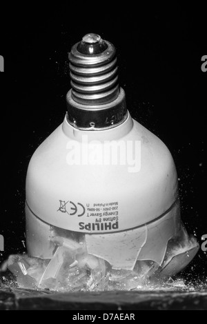 High-speed lightbulb exploding glass shattering black background Stock ...