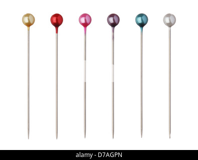 Push pins isolated on white background Stock Photo - Alamy