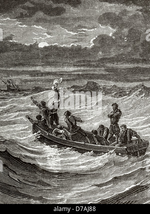 Explorer Henry Hudson( 1565-1611) Hudson's vessel the Halve Maen or ...