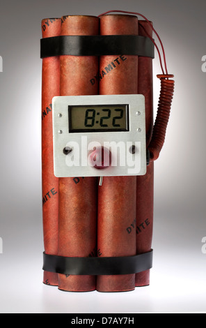 Sticks of dynamite with timer Stock Photo - Alamy