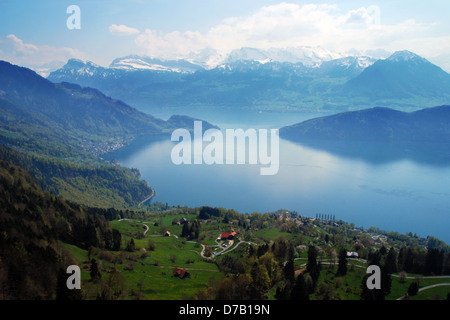 Lake Lucerne, with Swiss Alps behind Stock Photo - Alamy