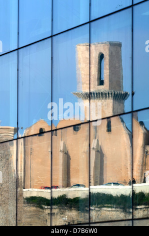Saint Laurent Church Reflected in Mirror Glass of the MUCEM Museum of ...