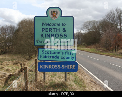Welcome sign to Perth and Kinross , Scottish Highlands, Scotland, UK ...
