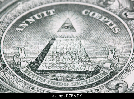 Dollar USA, pyramid, Eye of Providence. Extreme closeup.Macro. Pyramid ...