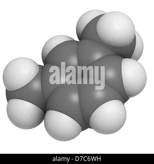 Xylene (meta-xylene, xylol) aromatic hydrocarbon, molecular model ...