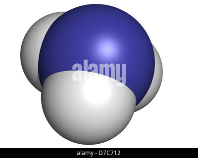 Ammonia, NH3, molecule model and chemical formula. Chemical compound of ...