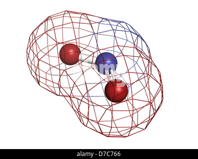 Nitrogen dioxide, NO2, molecule model and chemical formula. Nitrogen(IV ...