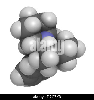 phencyclidine (PCP, angel dust) recreational drug, molecular model ...