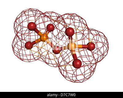 Pyrophosphate molecule, chemical structure. Atoms are represented as ...