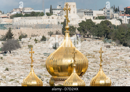 The Golden turrets of the Russian Orthodox Church outside the old city ...