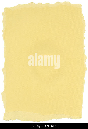 Texture buff yellow fiber paper torn edges. Isolated on white ...