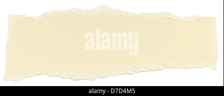 Texture vanilla yellow fiber paper torn edges. Isolated on white ...