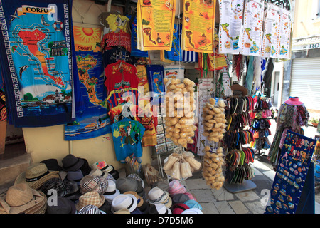 Tourist shops in the Jewish Quarter, Corfu Town, Corfu Island, Greece ...