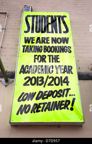 Student Accommodation Sign Stock Photo - Alamy