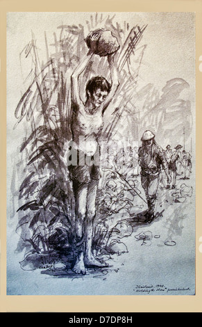 Death railway museum drawing of Allied Prisoners of War working on the ...